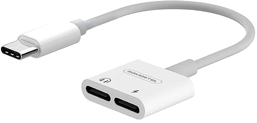 Adapter USB-C - audio + zasilanie USB-C Somostel biały | AB Foto